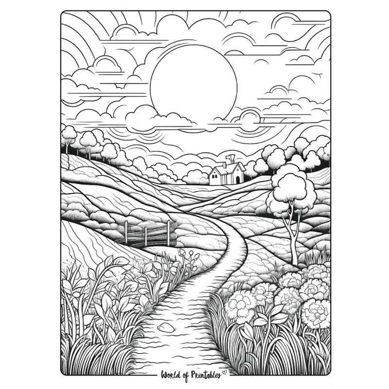 Landscape paintings (details) - Set of 20 A4 A5 Coloring Pages for Wax ...
