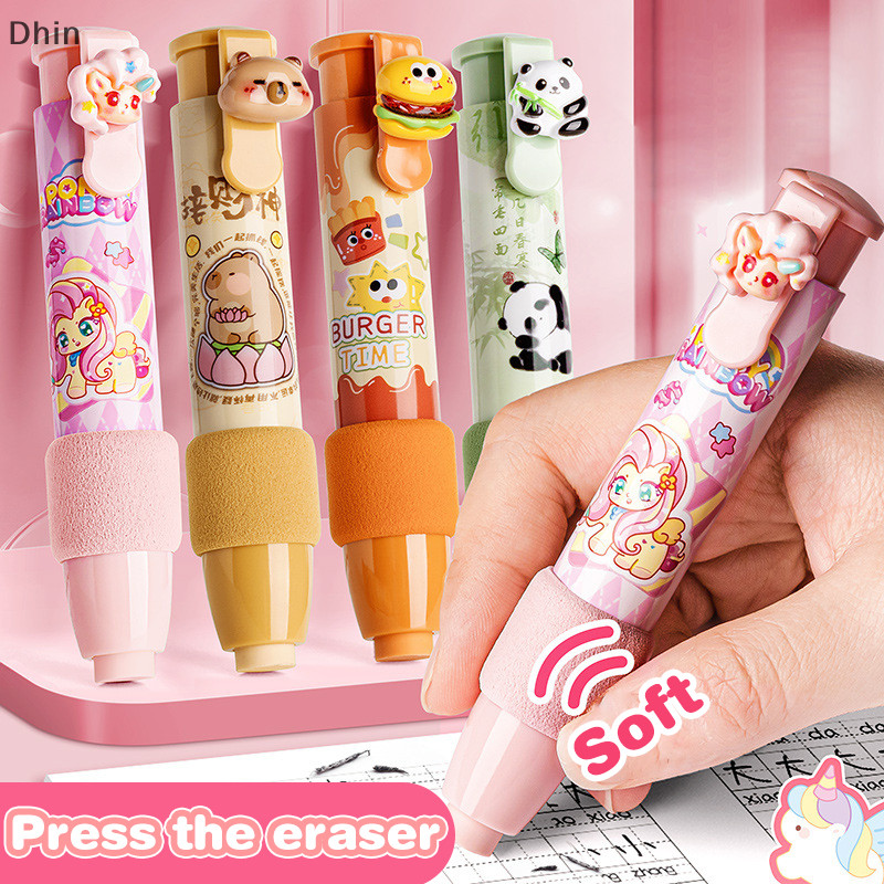 [Dhin] Sliding Retractable Pencil Eraser Cartoon Capybara Slide Erasers ...