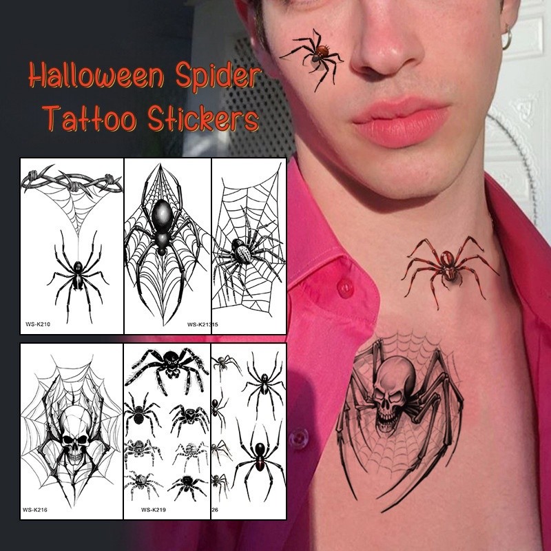 Black Halloween Spider Temporary Tattoo Realistic Sexy Disposable ...