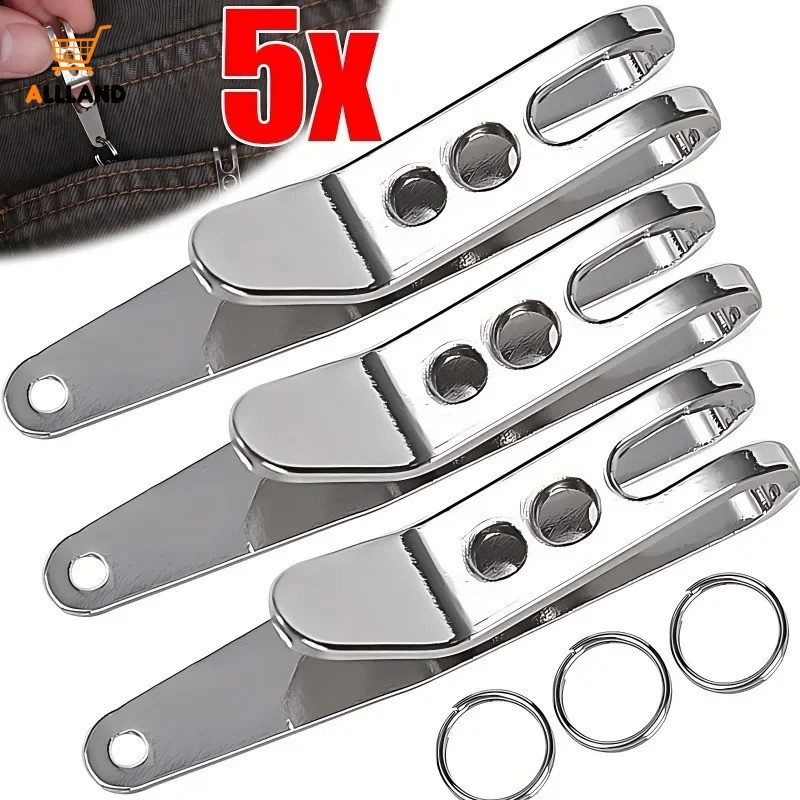 5Pcs Portable Mini Silver Pocket Clips - Durable Zinc Alloy Bag Waist ...