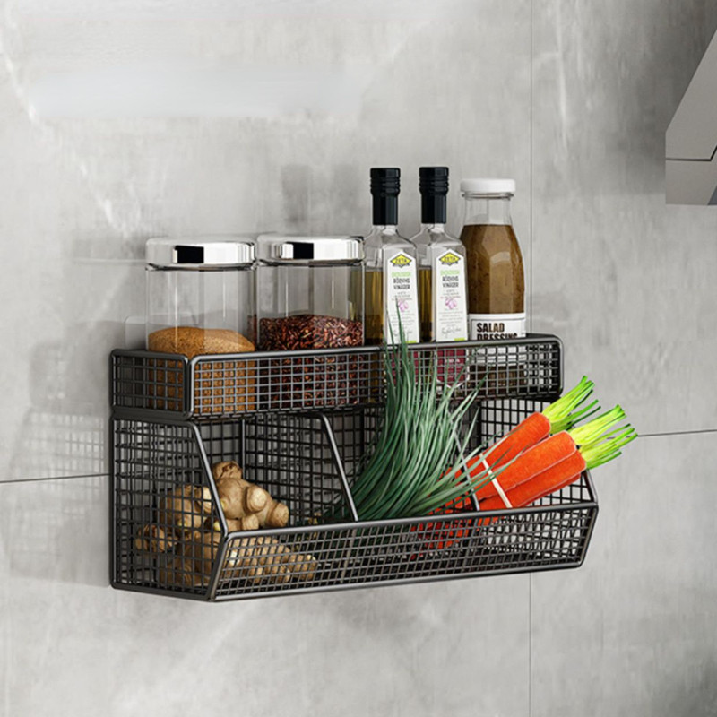 3 Grids Punch Free Carbon Steel Kitchen Wall Mounted Onion Storage ...