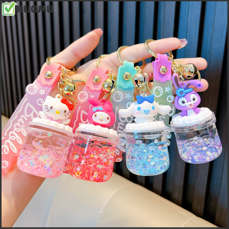 Ruomu Sanrio Bubble Beads Quicksand Bottle Keychain Luminous Oil Bag ...