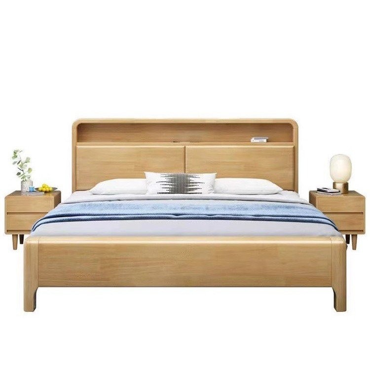 Tempat tidur single dan double moden dan sederhana, tempat tidur kayu ...