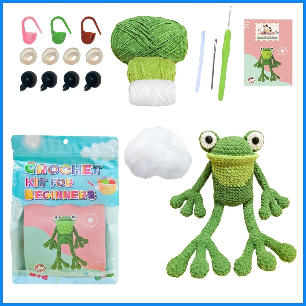 Frog Crochet Animal Kit Handmade Crochet Doll Fun Backpack Decoration ...