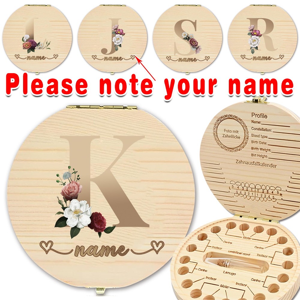 Customized Name Children Milk Tooth Keepsake Box Wooden child Teeth ...
