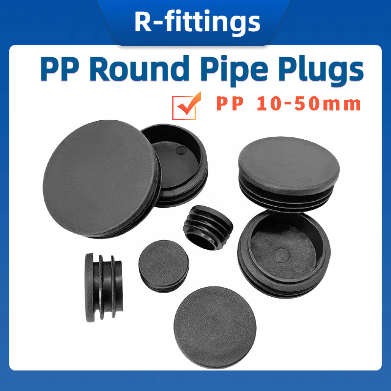 10-70mm PP Black Round Plastic Hollow cover Pipe Tubing Plugs Tube Foot ...