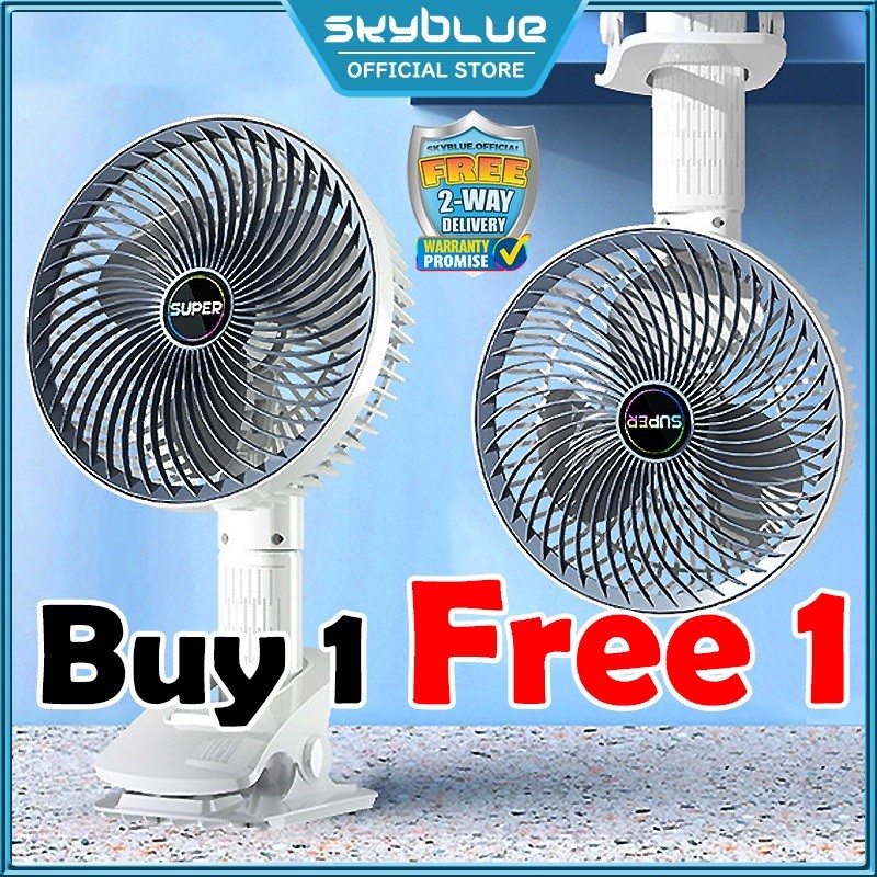 Skyblue Mini Rechargeable Handheld Clip Fan With Portable Table Kipas ...