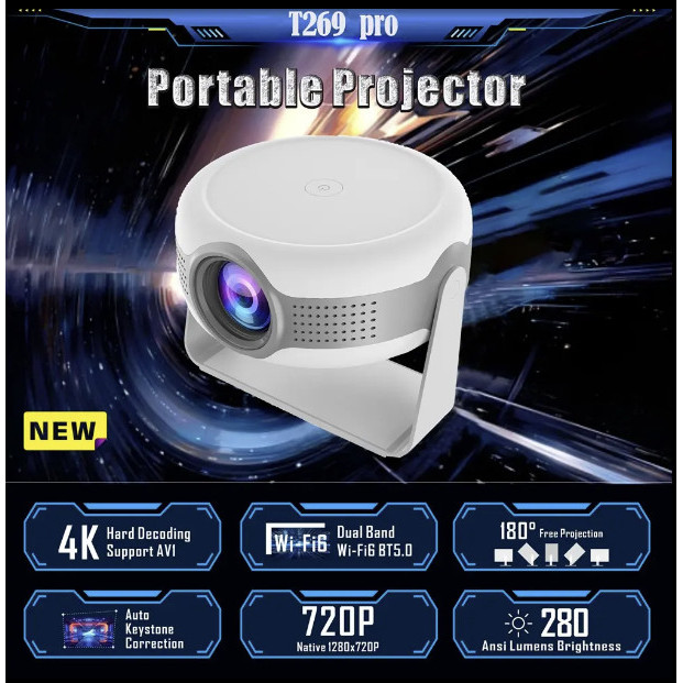 Smartcom Android Projector T269 Pro Android 12.0 Smart Projector Mini ...