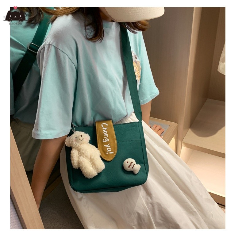 Student Cute Canvas Bag Messenger Bag Shoulder Small Shoulder Bag JBE7 ...