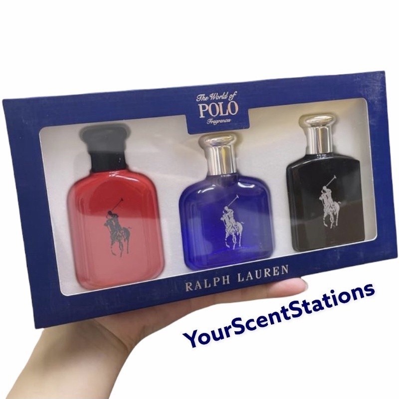 (Original) Ralph Lauren Polo Men Gift Set 3x30ml Spray (Polo Red+Polo ...