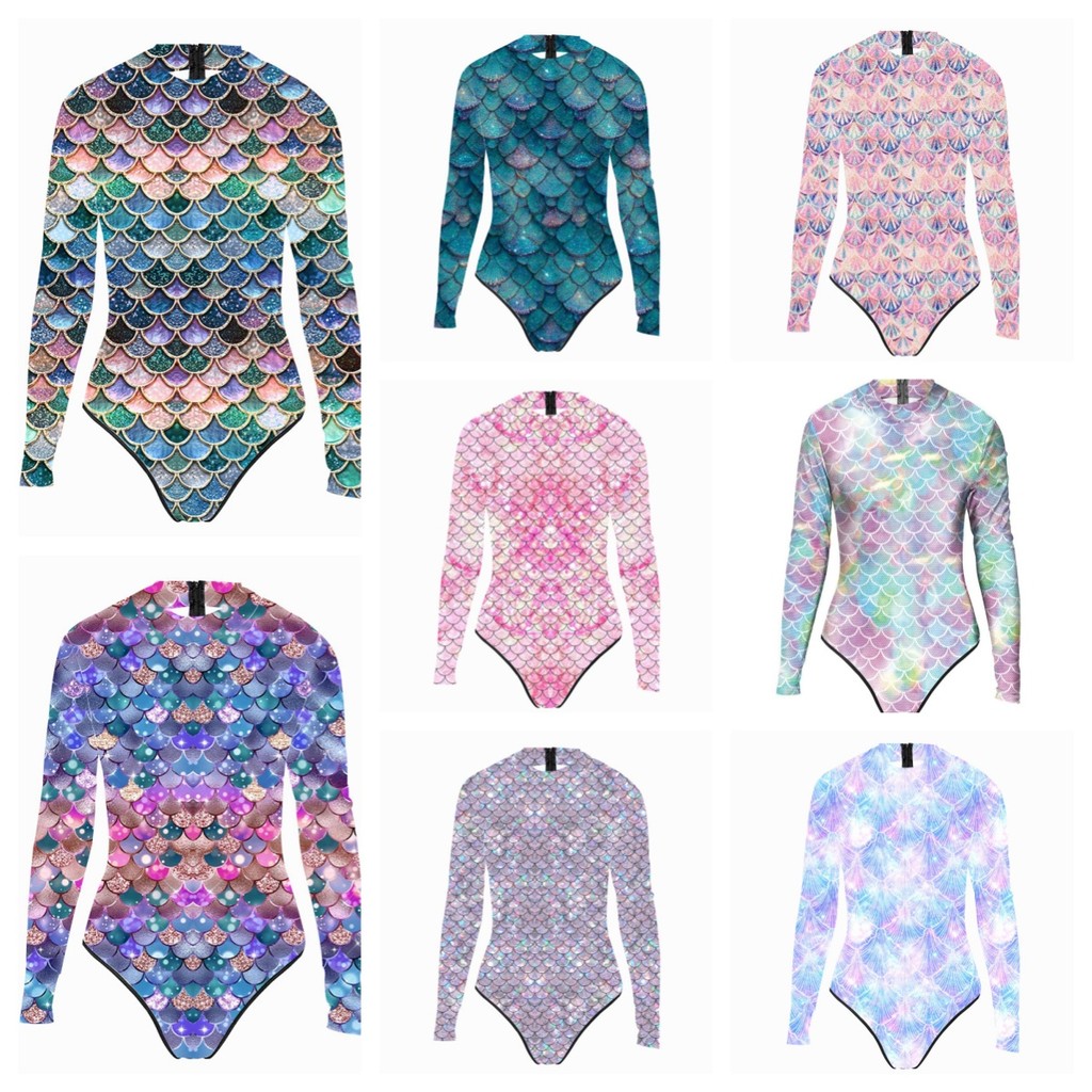 Women Mermaid Fish Scale One-piece 3D Printed Swimsuit Bikini Adults ...
