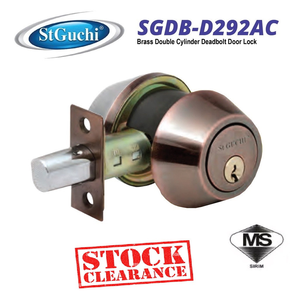 St Guchi SGDB-D292AC Brass Double Cylinder Deadbolt Door Lock - SIRIM ...