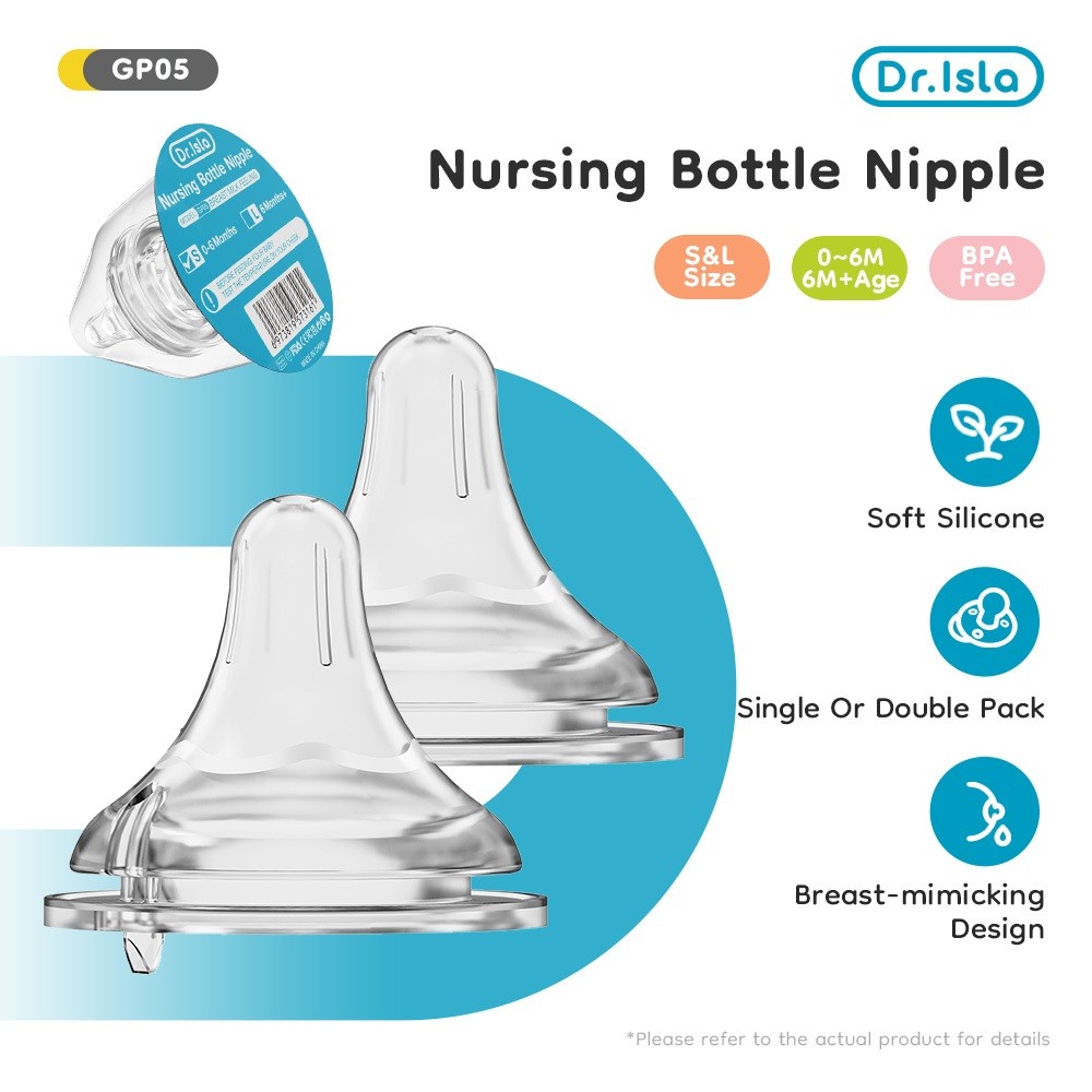 Dr.isla 2PCS/PACK 100% Original Wide Neck Teat Baby Puting Bottle Susu ...