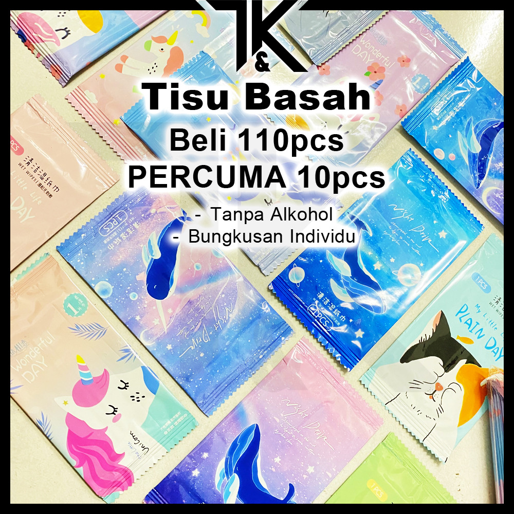 [BELI 110PCS PERCUMA 10PCS] Tisu Basah Borong Kecil Tisu Basah Wangi ...