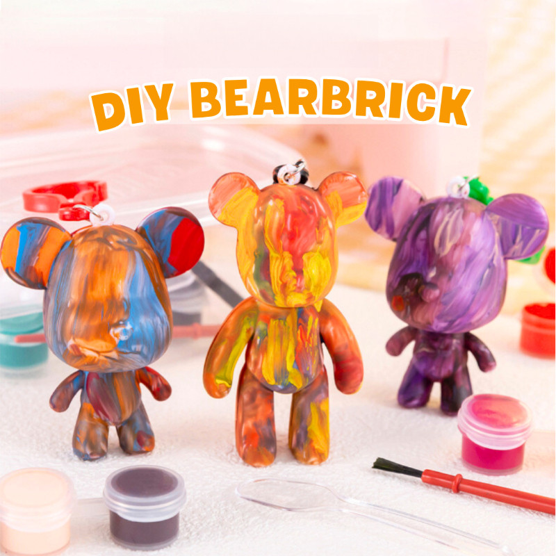 wholesale DIY Cartoon Fluid Bearbrick Keychain Mini Mainan Bear Brick ...