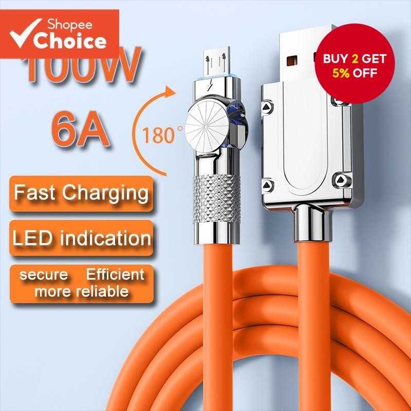 100W 180 ° Rotation Usb To Micro Android Charger Cord Super Fast ...