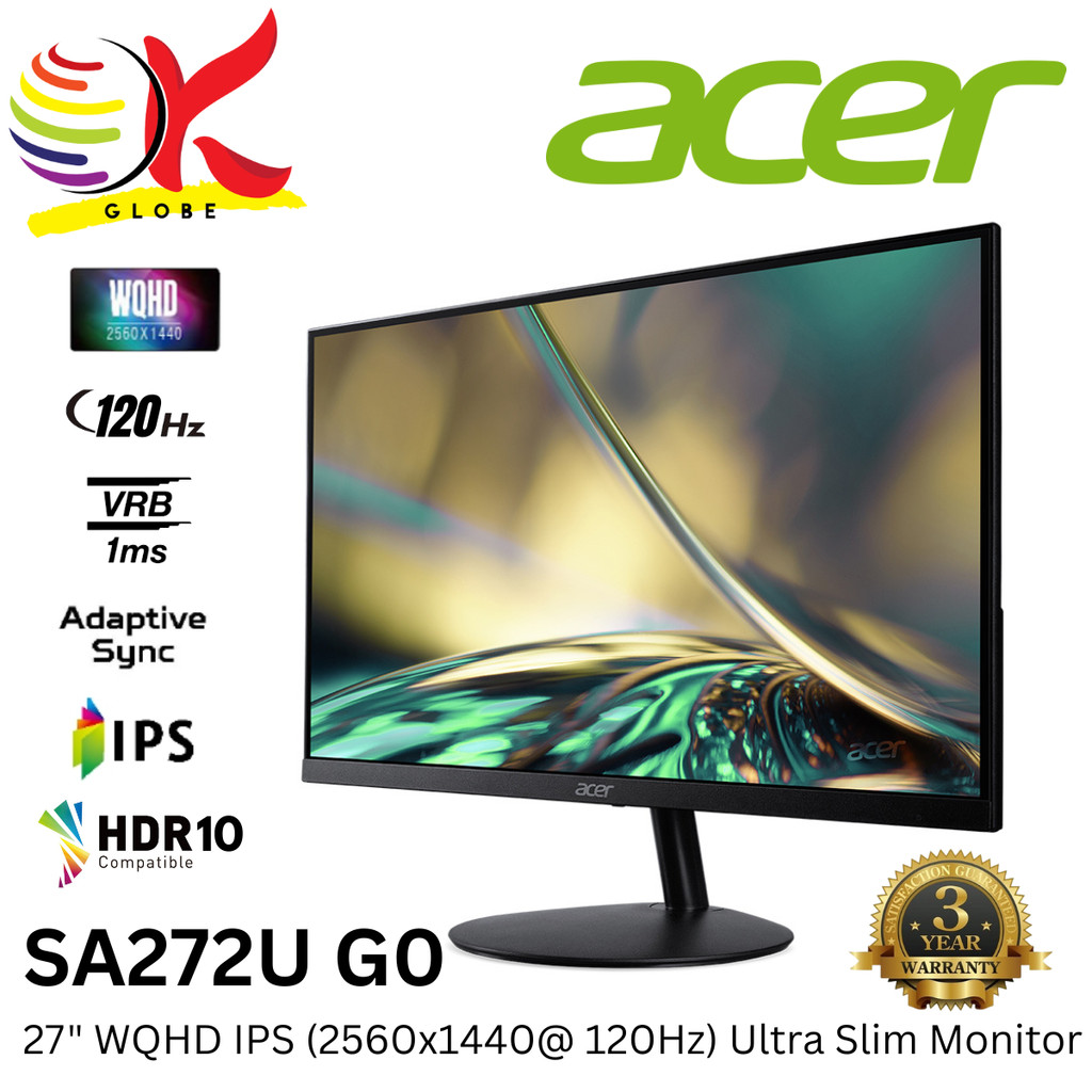 ACER 27" SA272U G0 WQHD (2560x1440@120HZ) LED FLAT IPS PANEL ULTRA SLIM ...