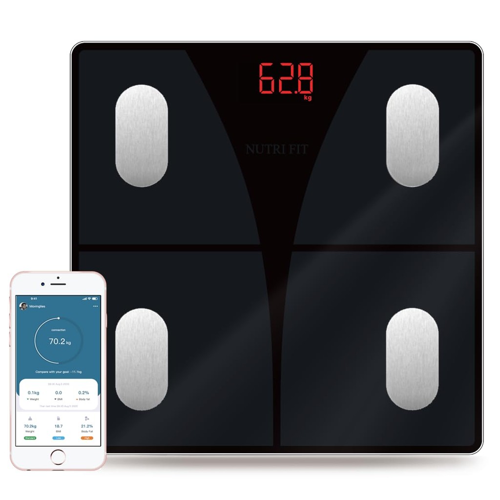 NUTRI FIT Scale for Body Weight and Fat Percentage, Digital Bathroom ...