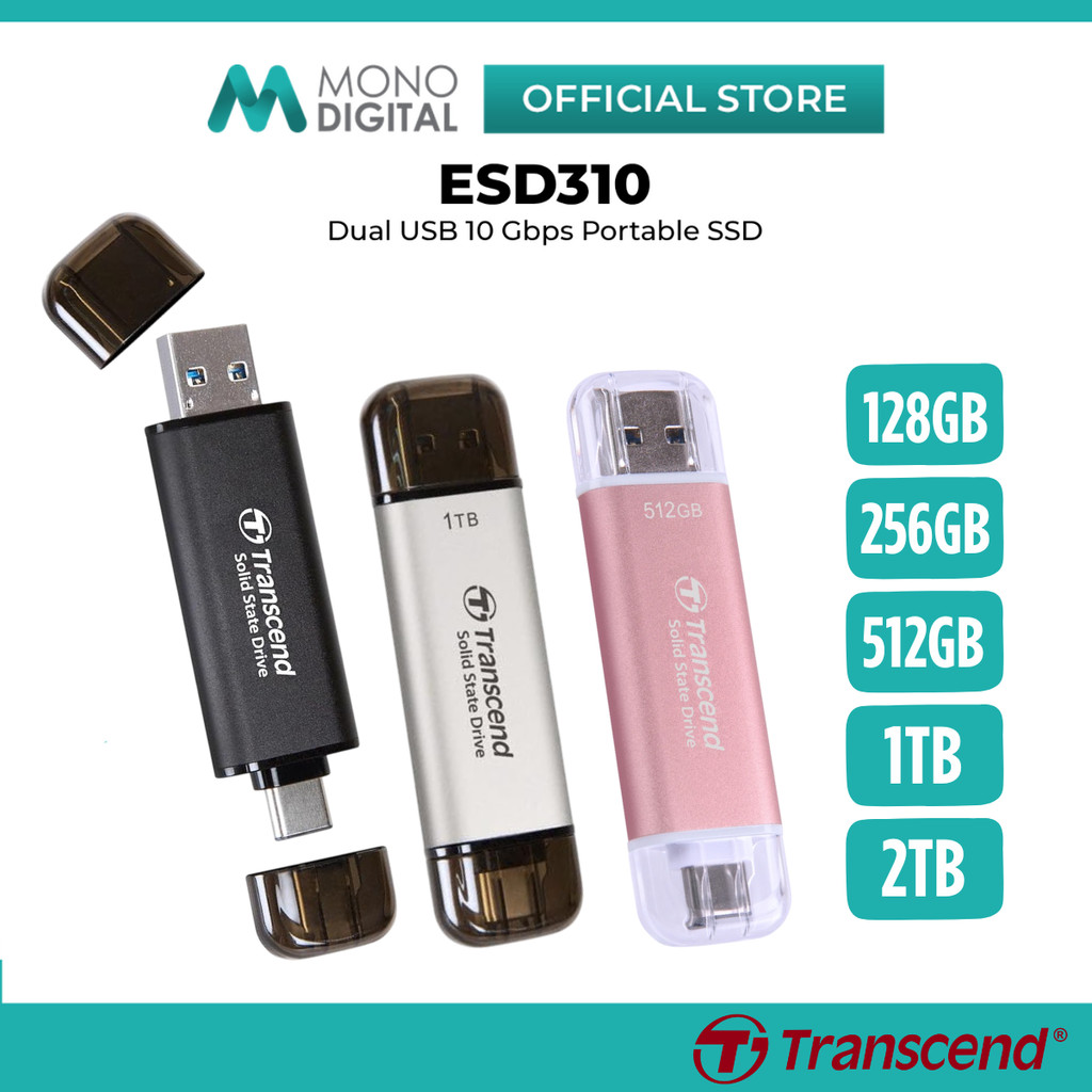 TRANSCEND ESD310C / ESD310S / ESD310P Dual USB 10GBPS Portable Ext SSD ...