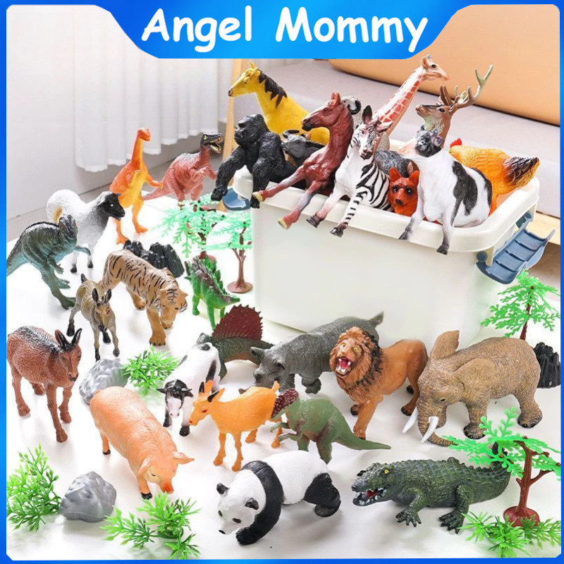 51pcs Wild Animal Toys with Storage Box Simulation Animal Model Kids ...