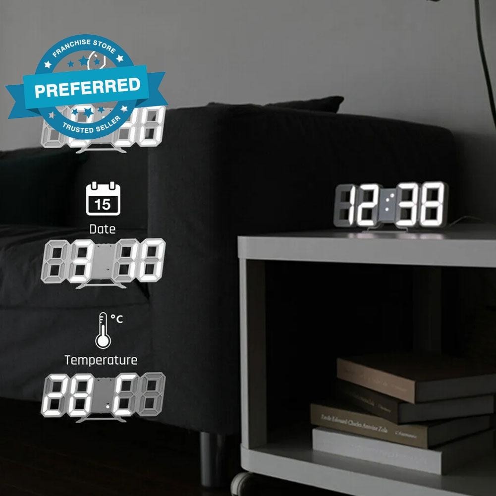 3d Digital Alarm Clock Creative Intelligent Light-sensitive Simple ...