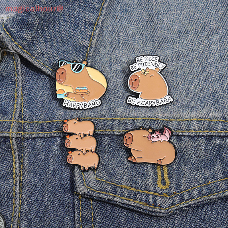 magicalhour Animal Series Enamel Lapel Pins Cartoon Cute Capybara ...