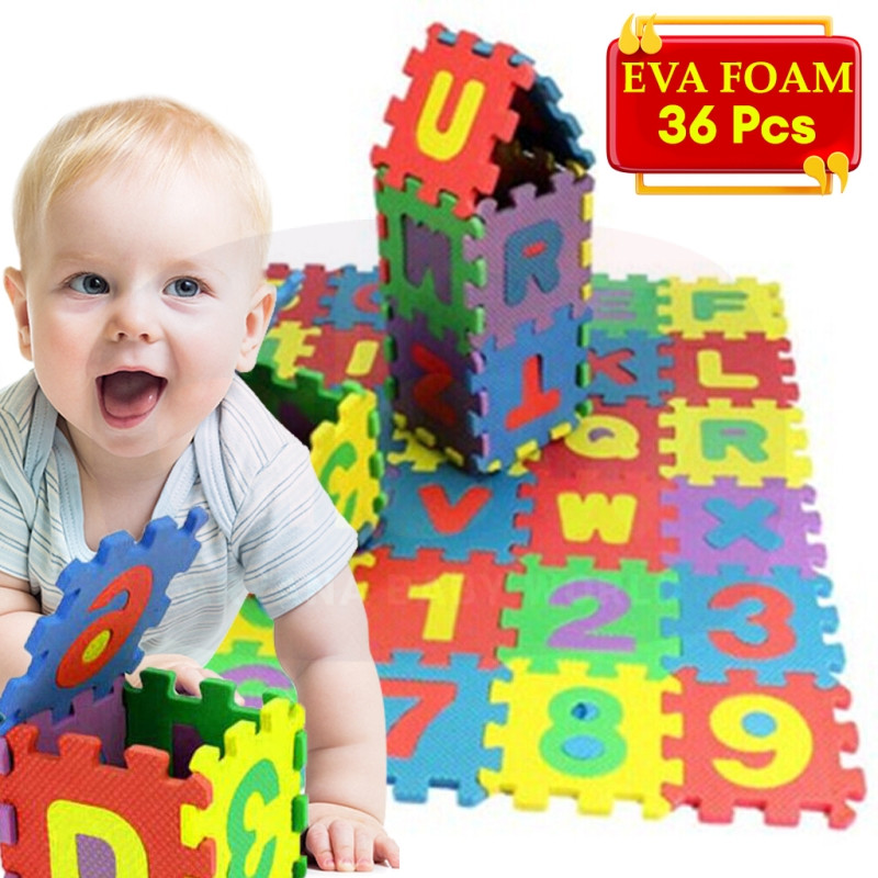 Non-Toxic 36 Piece ABC Foam Puzzle Alphabet Number Puzzle Toys Kids ...