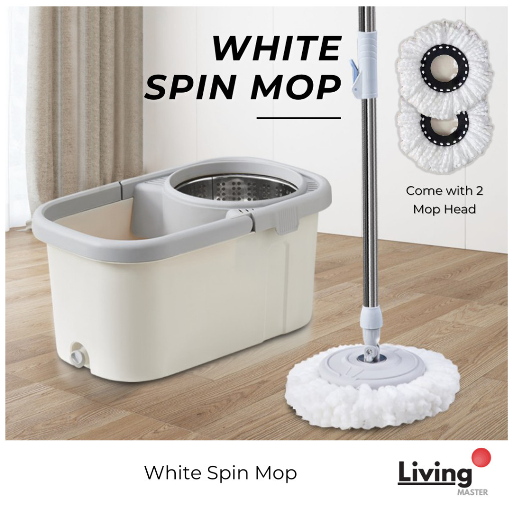 CS_ 2 MOP HEAD Round Spin Mop Set With Bucket 360 Rotating Floor Mop ...