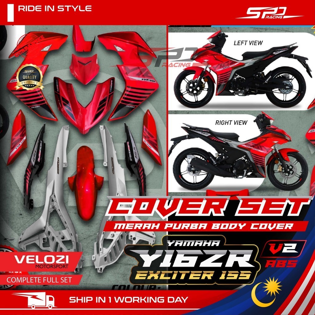 Y16 V2 Cover Set Original VELOZI Sticker Tanam PNP For YAMAHA Y16ZR V2 ...