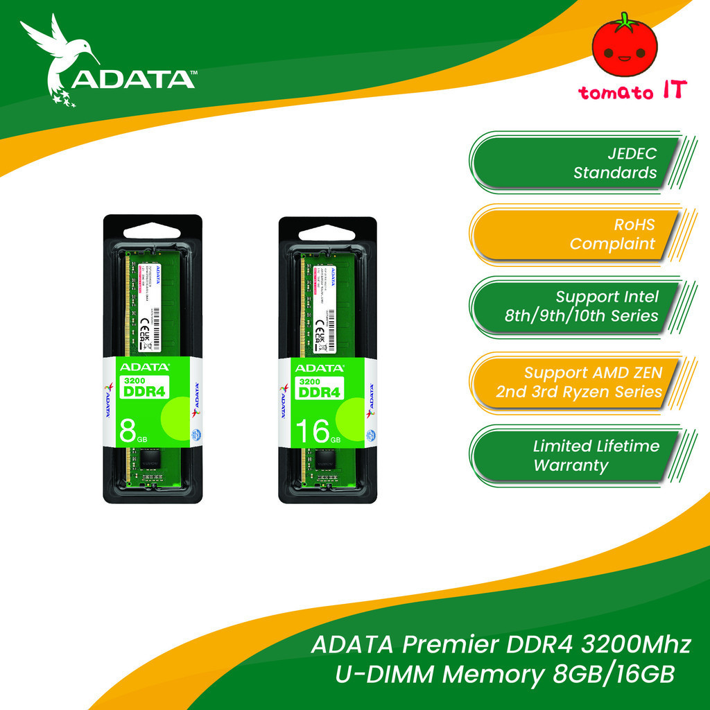 ADATA Premier DDR4 3200Mhz Desktop U-DIMM Memory - 8GB/16GB | Shopee Malaysia