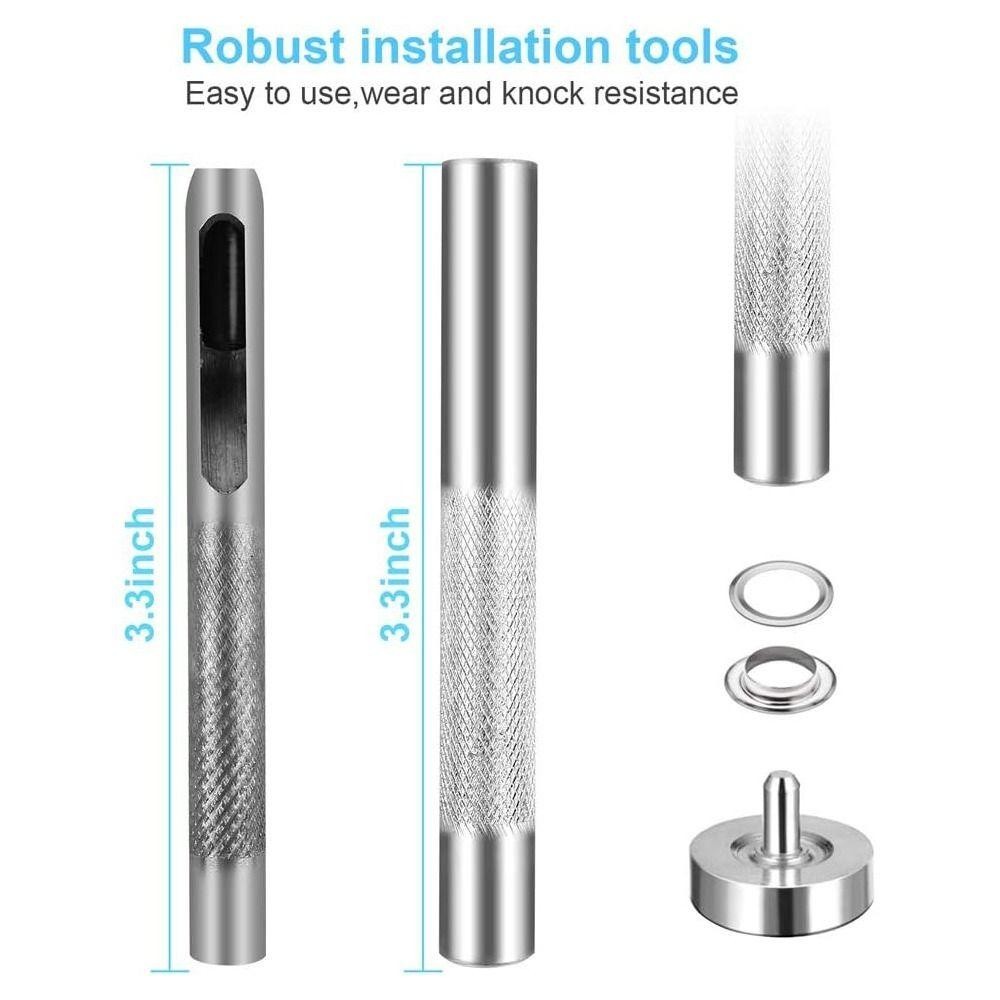 LAKAMIRY 100 Sets Grommet Kit, Thickened Silver Grommets Eyelets, With ...