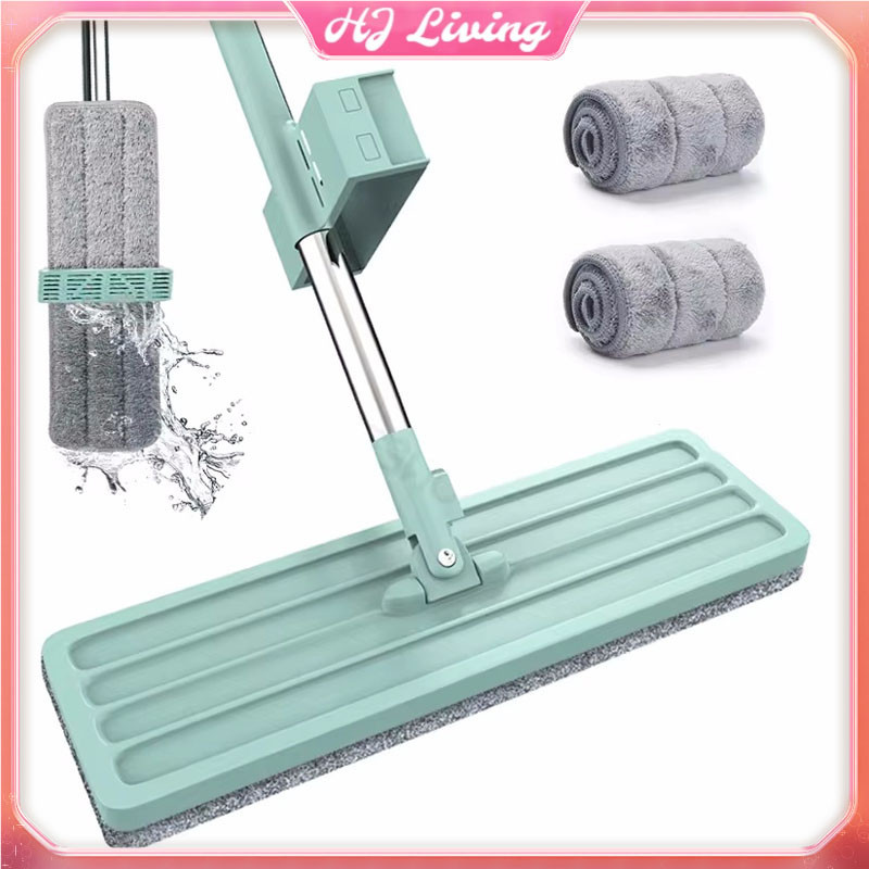 Mop Lantai Hands Free Wash Spin Rotate Mop Lazy Push Squeeze Flat Mop ...