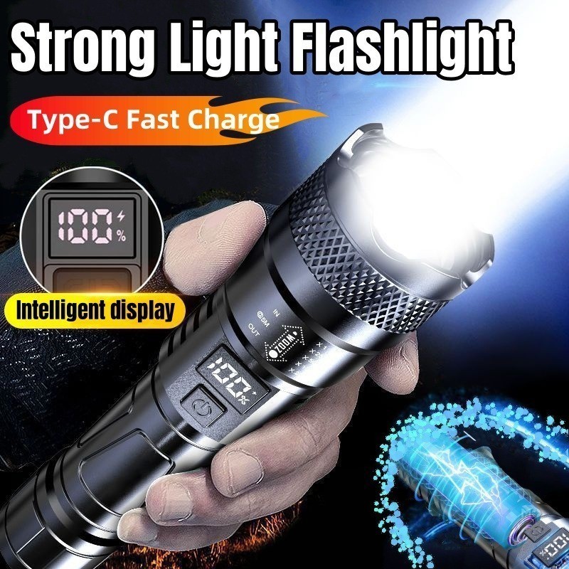 Powerful Zoom Flashlight Strong Light Flashlight Outdoor Portable ...