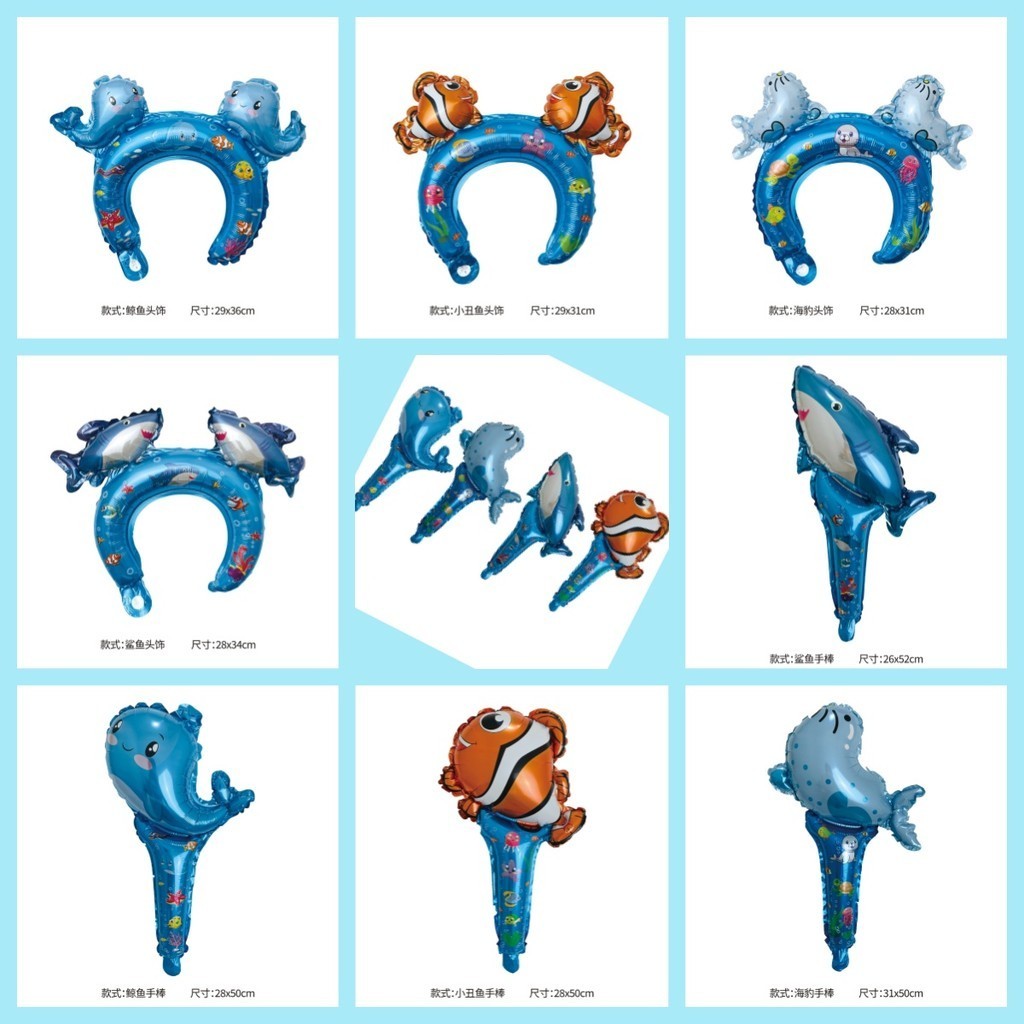 Cartoon Ocean Animals Headband Balloon Fish Whale Shark Seal Clownfish ...