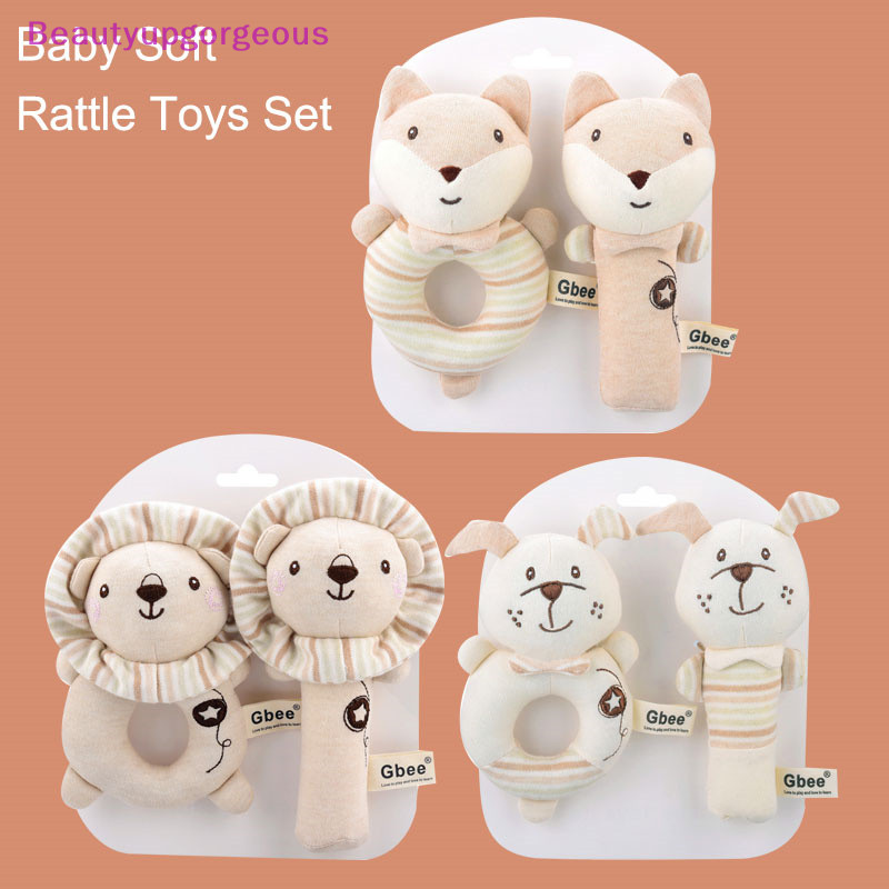 Beautyupgorgeous Plush Baby Soft Rattle Toys Set, Beige Lion Fox ...