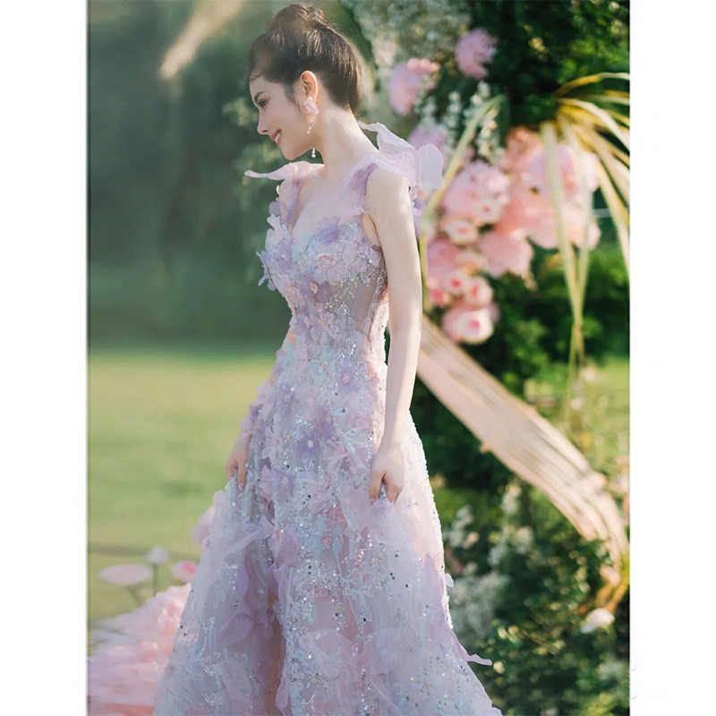Toast Dress Lace A-Line Version Bride Wedding Engagement Evening Dress ...