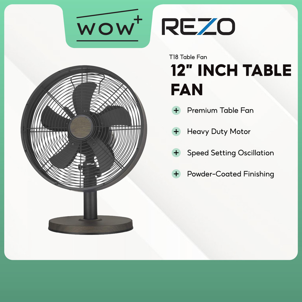 Rezo T18 Table Fan Table Fan - 12 Inch, Featuring Premium Fan 3 Speeds ...