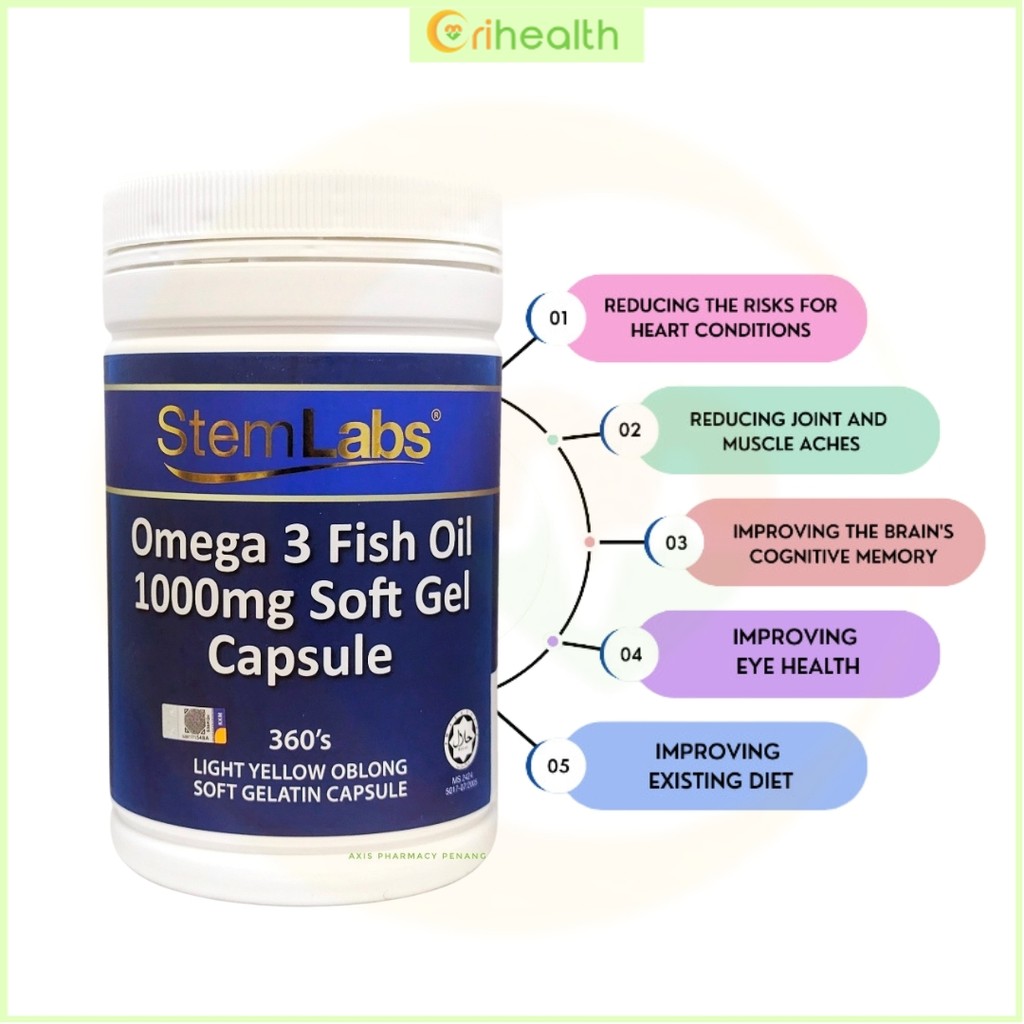 StemLabs Omega 3 Fish Oil 1000mg (360 Capsules) | Shopee Malaysia