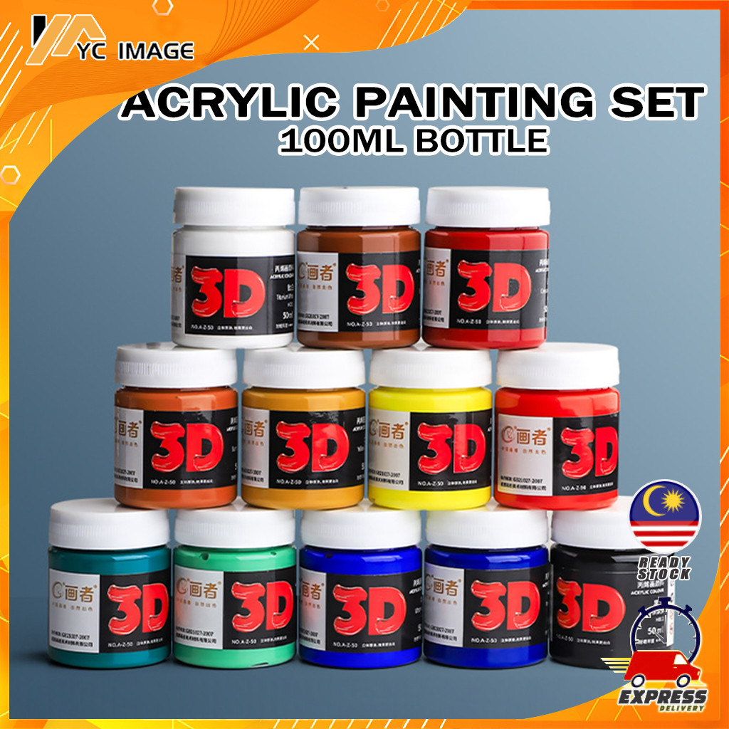 𝐑𝐞𝐚𝐝𝐲 𝐒𝐭𝐨𝐜𝐤 100ml Acrylic Paint Set Acrylic Colour for Art Painting ...