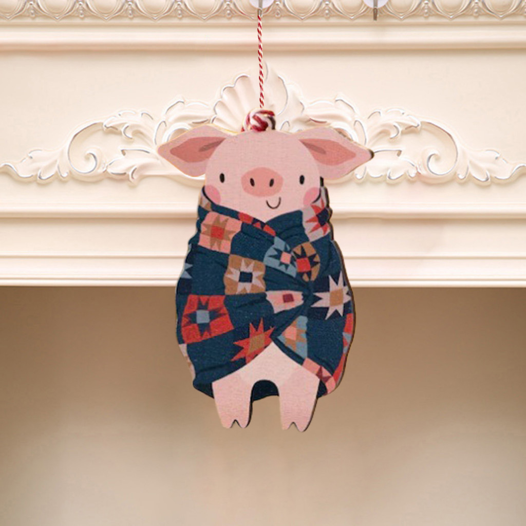 Wooden Pig Decorations Holiday Pig Hanging Decor Adorable Piglet ...