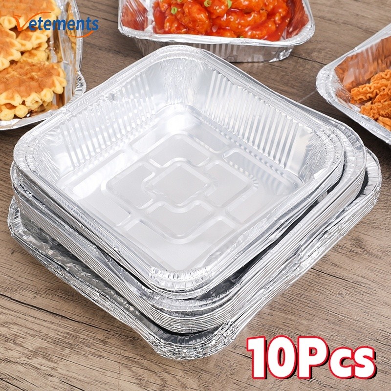 10 Pcs Multipurpose Square Disposable Aluminum Foil Bowl - Oven Air ...