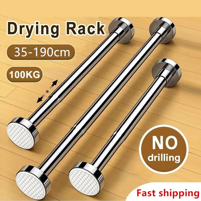 Adjustable Stainless Steel Clothes Drying Rack No-Drill rak baju ...