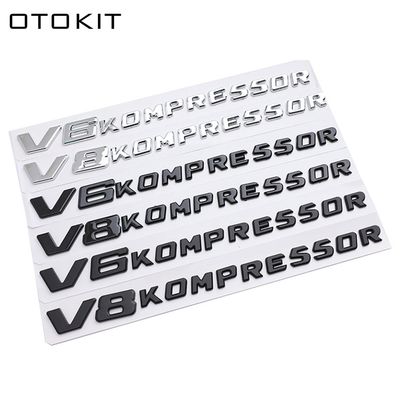 OTOKIT Car Styling V6 V8 Kompressor 3D ABS Chrome Emblem Badge Sticker ...