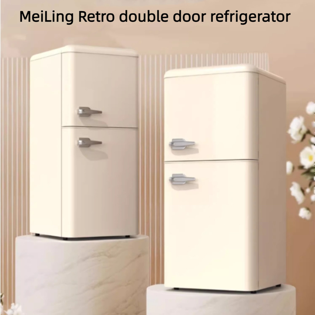 Meig Refrigerator Retro Small Medium Household Double Door Refrigerated ...