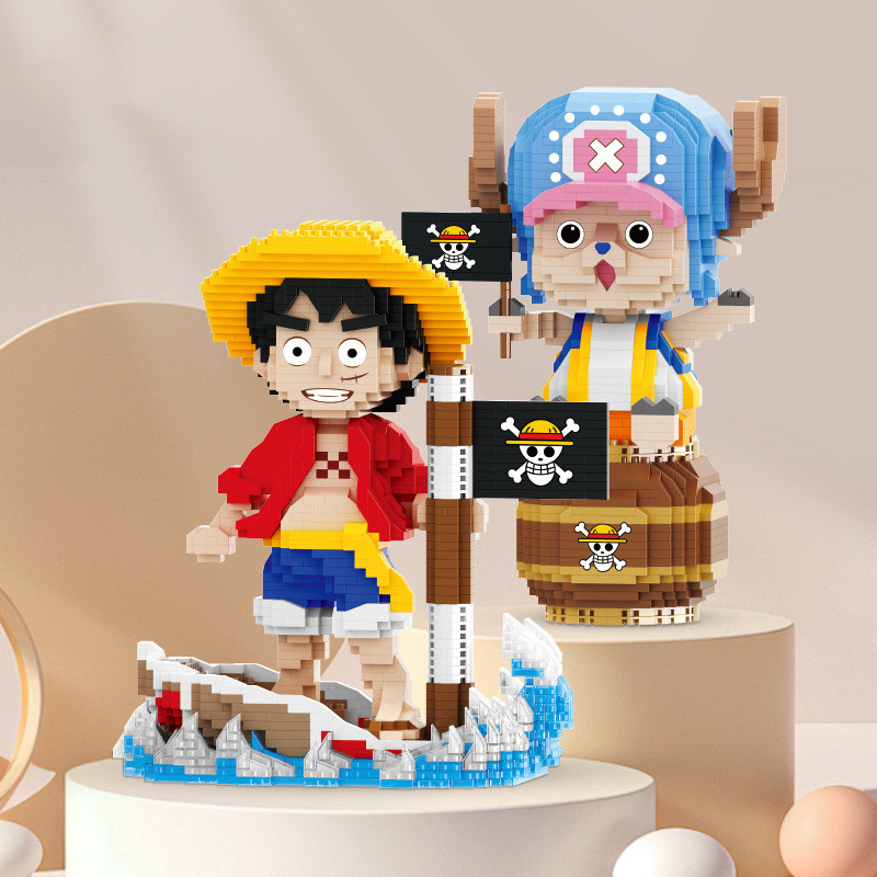 Plastic Mini Blocks DIY Cartoon Building Bricks One Piece Chopper Luffy ...