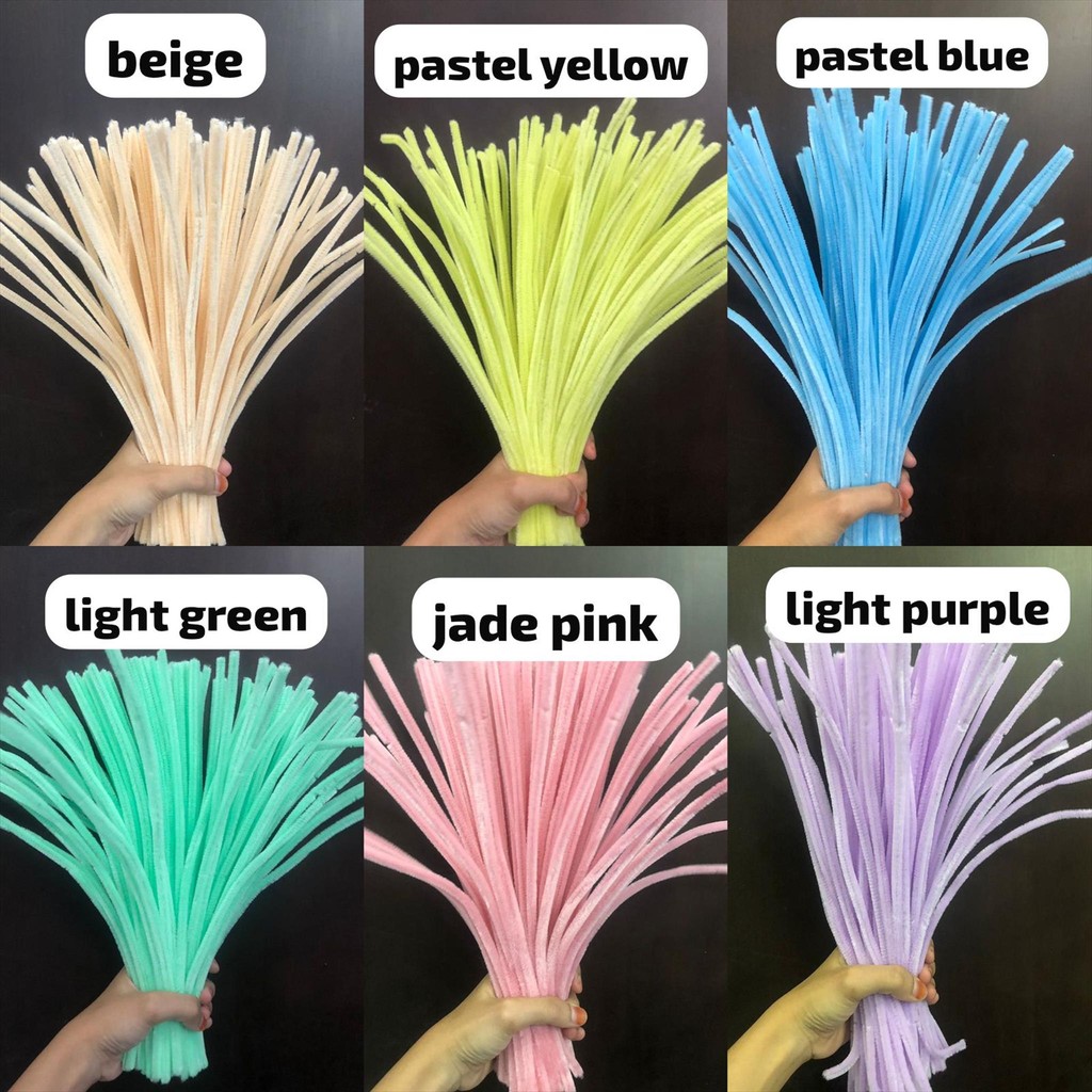 [100Pcs] Pastel Color DIY Feather Wire/ Mercy Wire/Pipe Cleaner flower ...