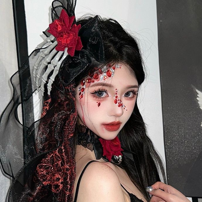 Dark Halloween Headdress Dress Up cos Personality Funny Fun Rose Skull ...