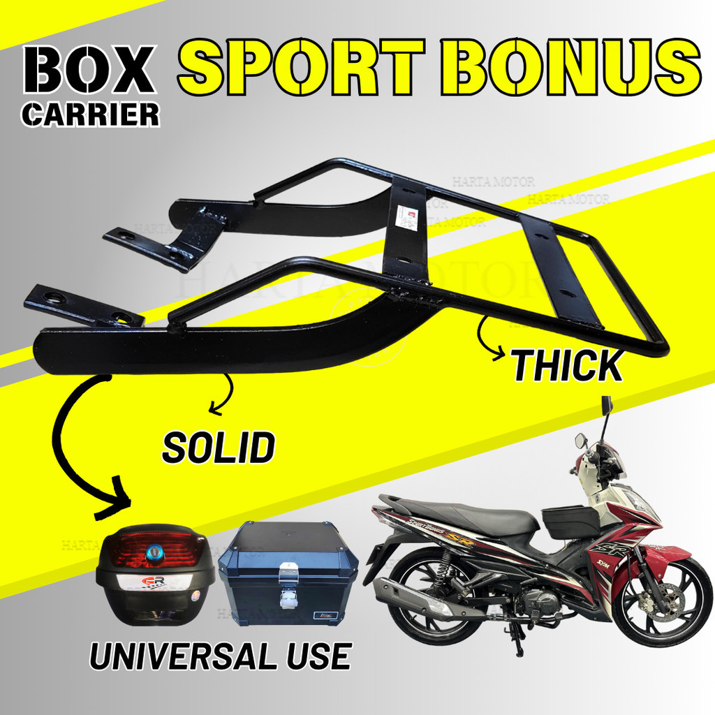 SYM SPORT BONUS 110 SR REAR BOX MONORACK BOX CARRIER KAKI HEAVY DUTY PVC KOTAK BESI BELAKANG ...