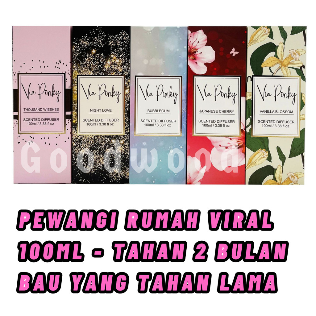 [Ori]100ML VIA PINKY Pewangi Rumah Air Freshener Reed Diffuser Difuser ...