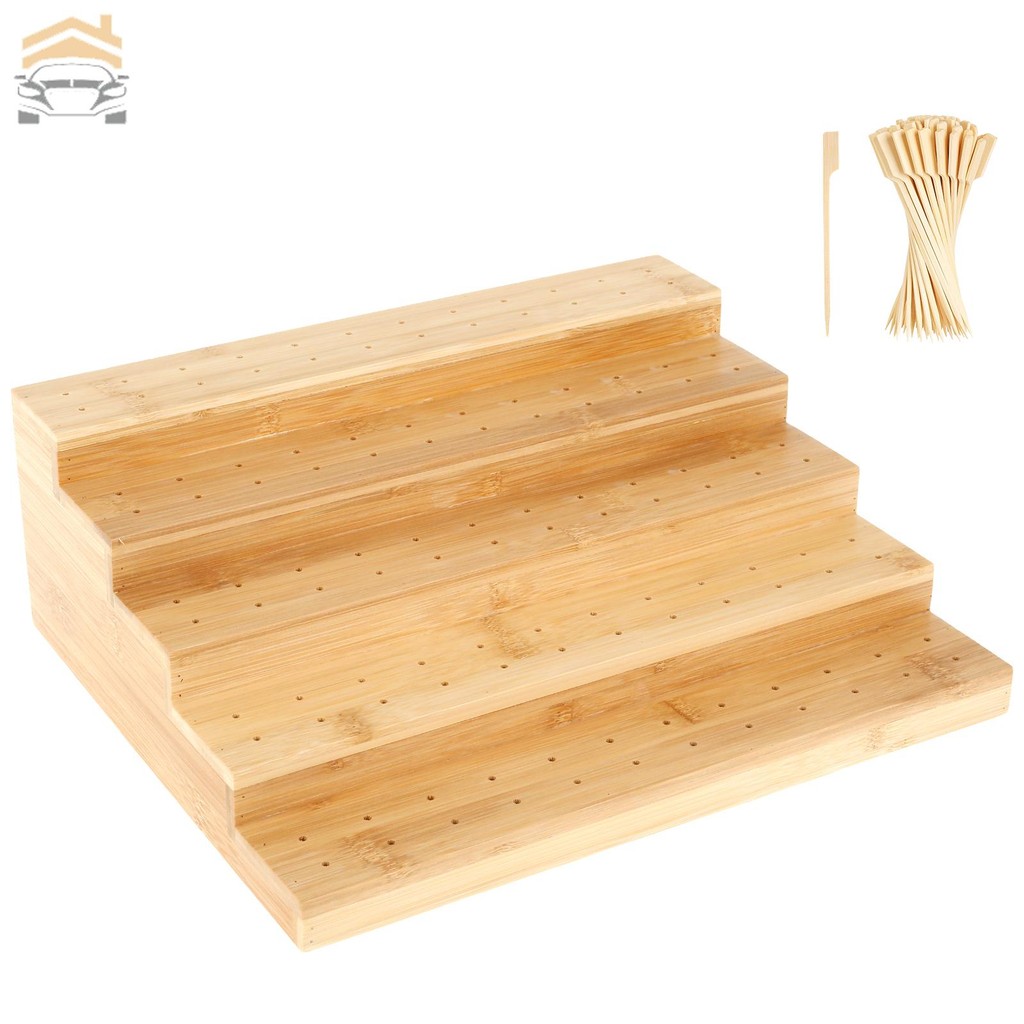 5 Tier Bamboo Party Food Display Rack with 120 Holes Enduring Appetizer ...